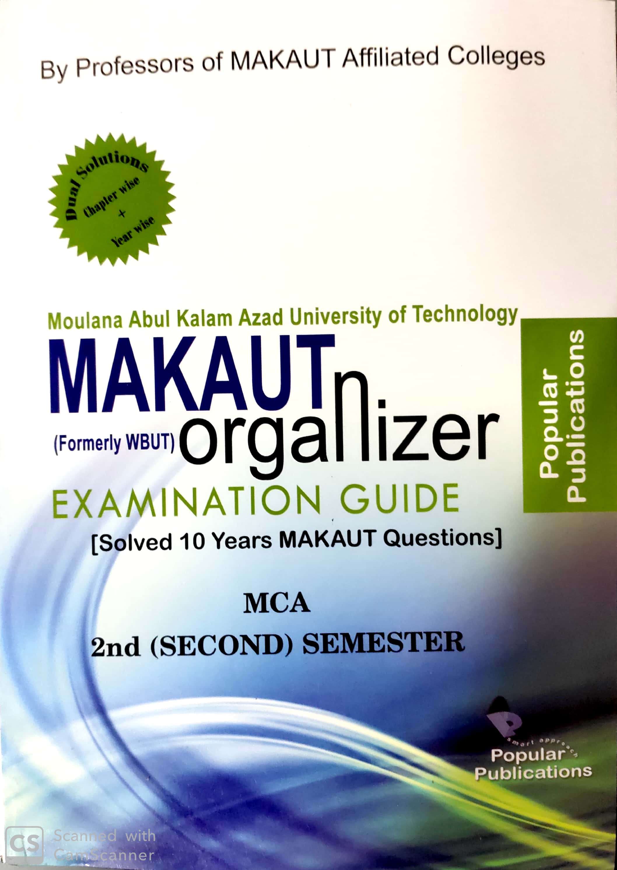 MCA 2nd Semester MAKAUT (WBUT) Organizer 2023